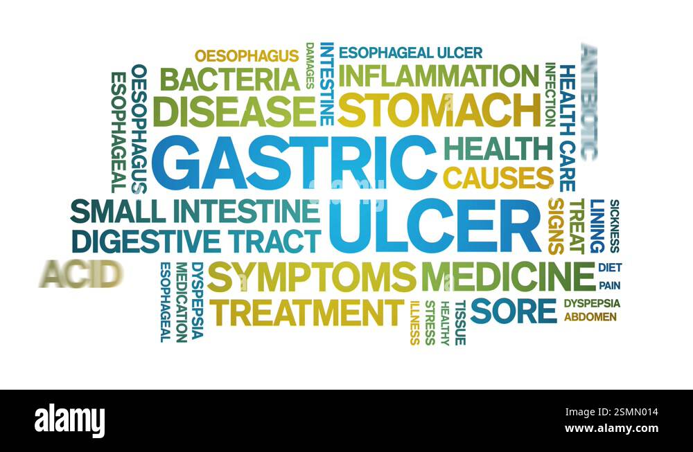 Gastric Ulcer animated word cloud,animation kinetic typography seamless ...