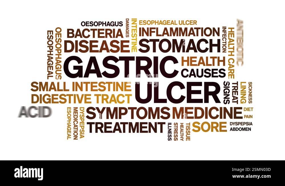 Gastric Ulcer animated word cloud,animation kinetic typography seamless ...