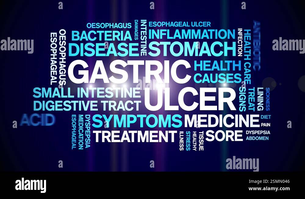 Gastric Ulcer animated word cloud,animation kinetic typography seamless ...