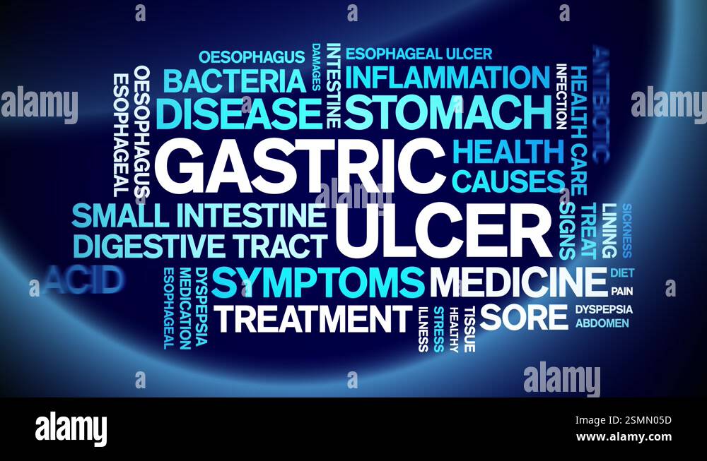 Gastric Ulcer animated word cloud,animation kinetic typography seamless ...