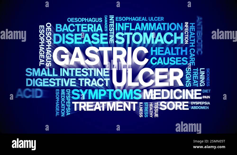 Gastric Ulcer animated word cloud,animation kinetic typography seamless ...