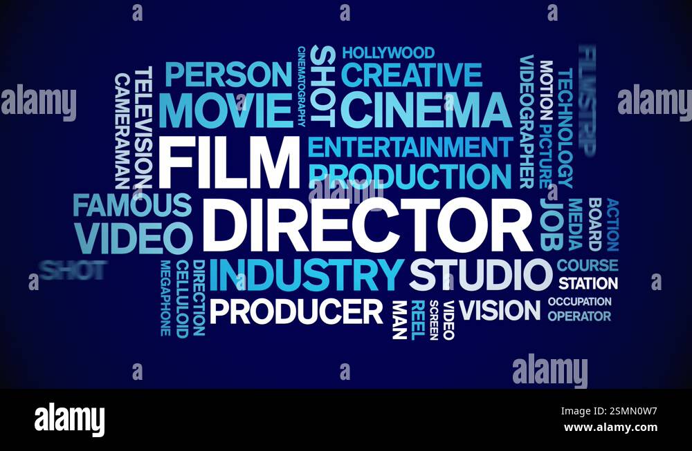 Film Director animated word cloud,animation kinetic typography seamless ...
