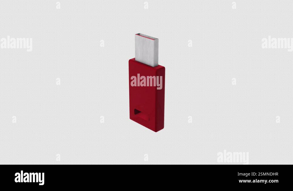 3D USB Flash Drive Rotating on a Transparent Background. Seamless Loop ...