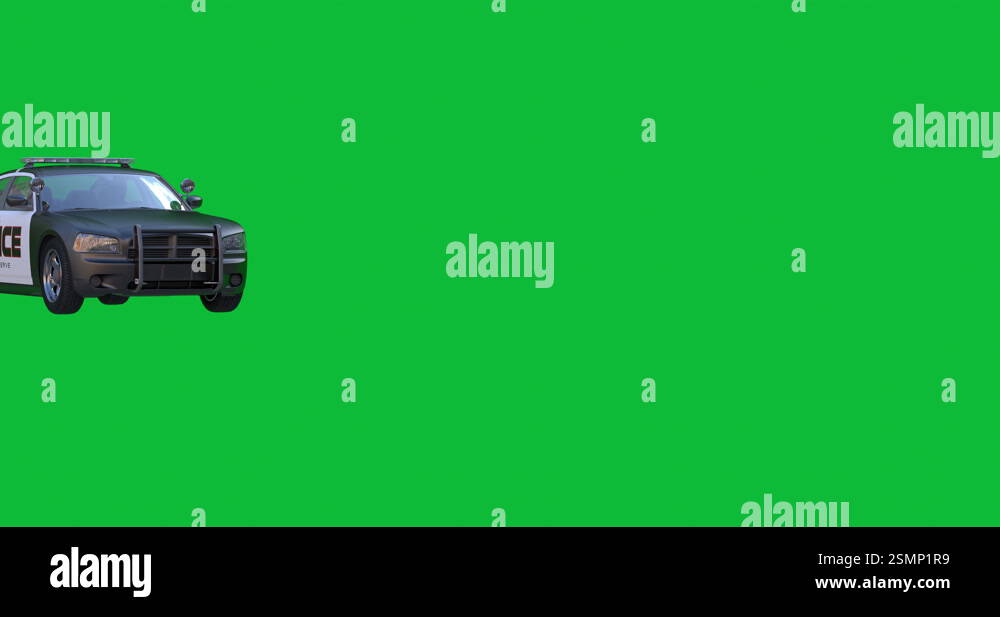 Police Car Moving on Green Screen Background,Side Shot Close up Angle ...