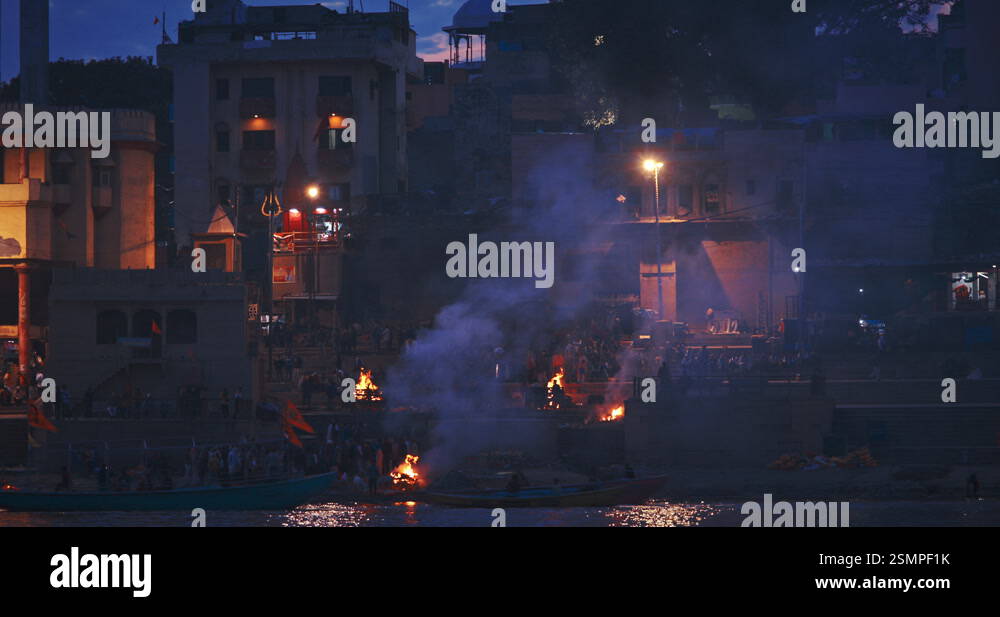 Varanasi, India. Funeral Rites Of Cremation At Harishchandra Ghat ...