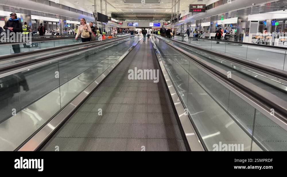 Moving walkways at the Denver International Airport Stock Video Footage ...