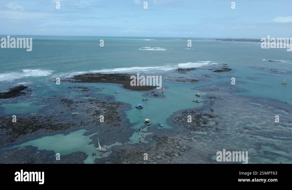 Offshore Reefs With Tropical Pools During Low Tide In Maragogi, Coral ...