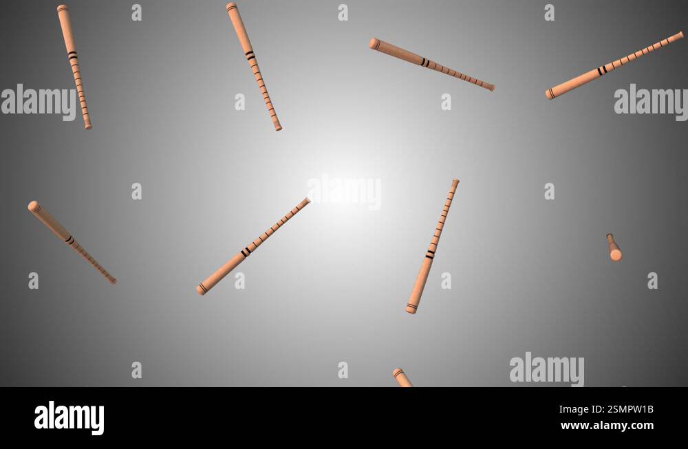 Baseball Bat Falling on a Grey Background. 3D Baseball Bat. 4K Stock ...