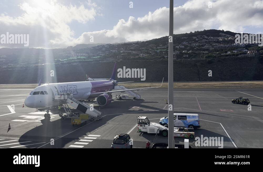 Funchal, Portugal - 07/28/2024: The EasyJet plane is about to take off ...