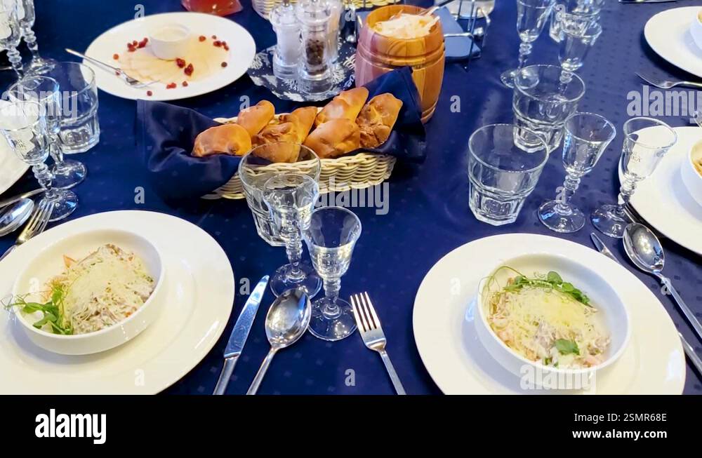 Beautifully set restaurant table inviting guests to enjoy lunch Stock ...