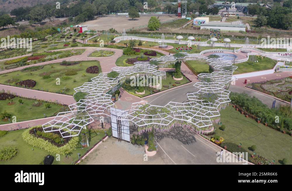 India Gujarat Kevadiya Valley of Flowers Aerial Stock Video Footage - Alamy