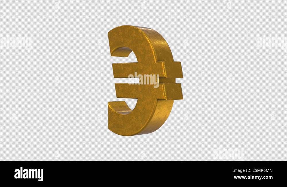 3D Euro Sign Rotating on a Transparent Background. Seamless Loop. Euro ...