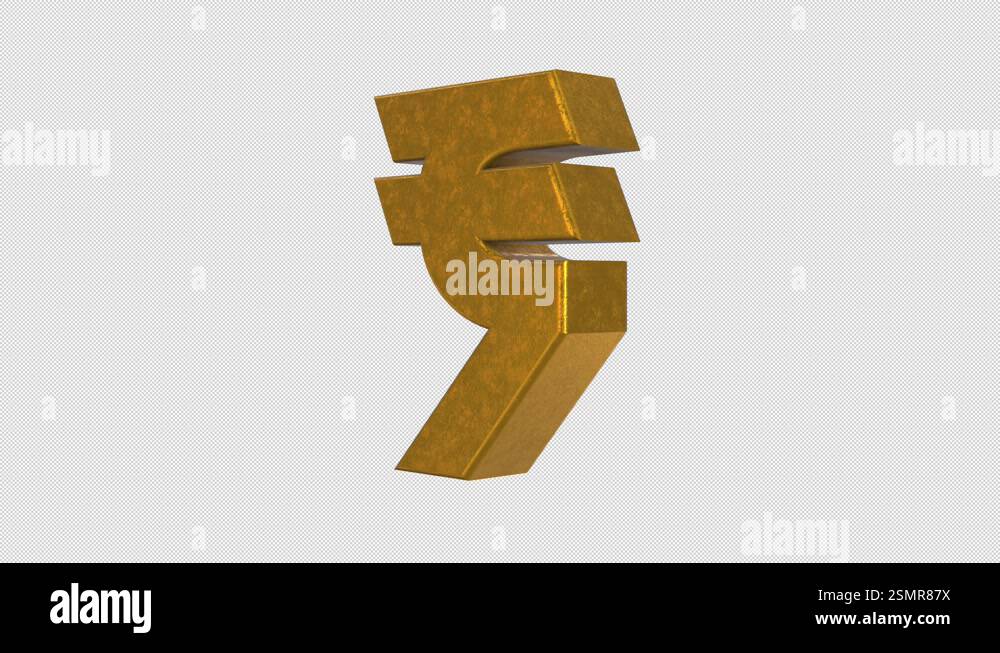 Indian Rupee Symbol Rotating on a Transparent Background. Seamless Loop ...