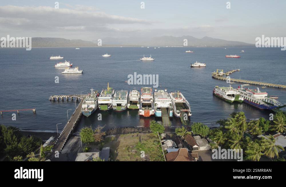 Ketapang Banyuwangi Sea, Indonesia, ferry port terminal on the way to ...