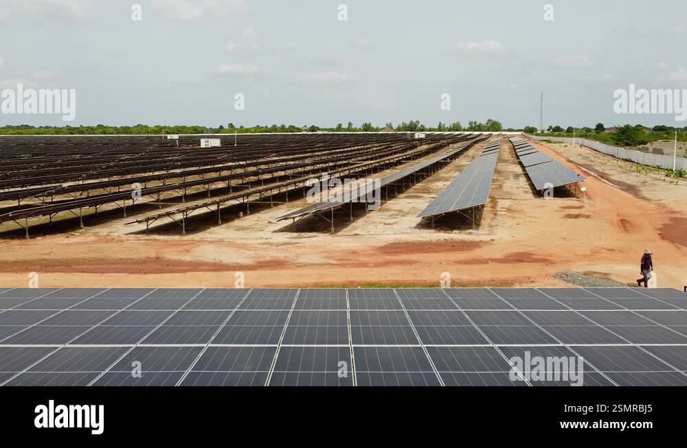 Jambur, Gambia - 08/18/2024: Aerial overview of solar car shed and PV ...