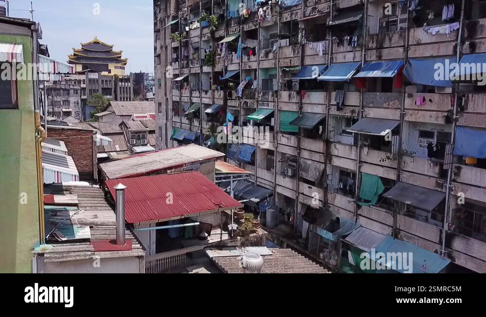 Drone shot of an old building in Bangkok Thailand in a poor area Stock ...