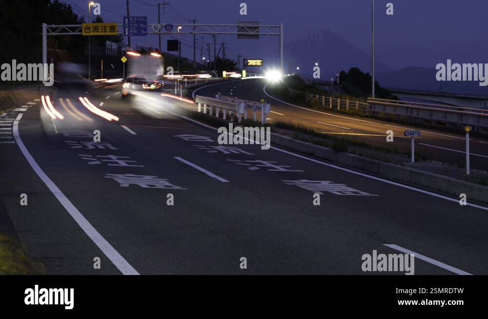 Cars Running on a Highway with Mt. Fuji in the Background (Timelapse ...