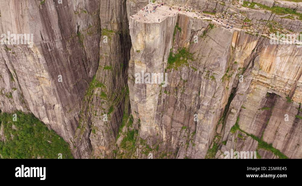 Incredible Aerial View Above Massive Preikestolen Cliff - Over 600 ...