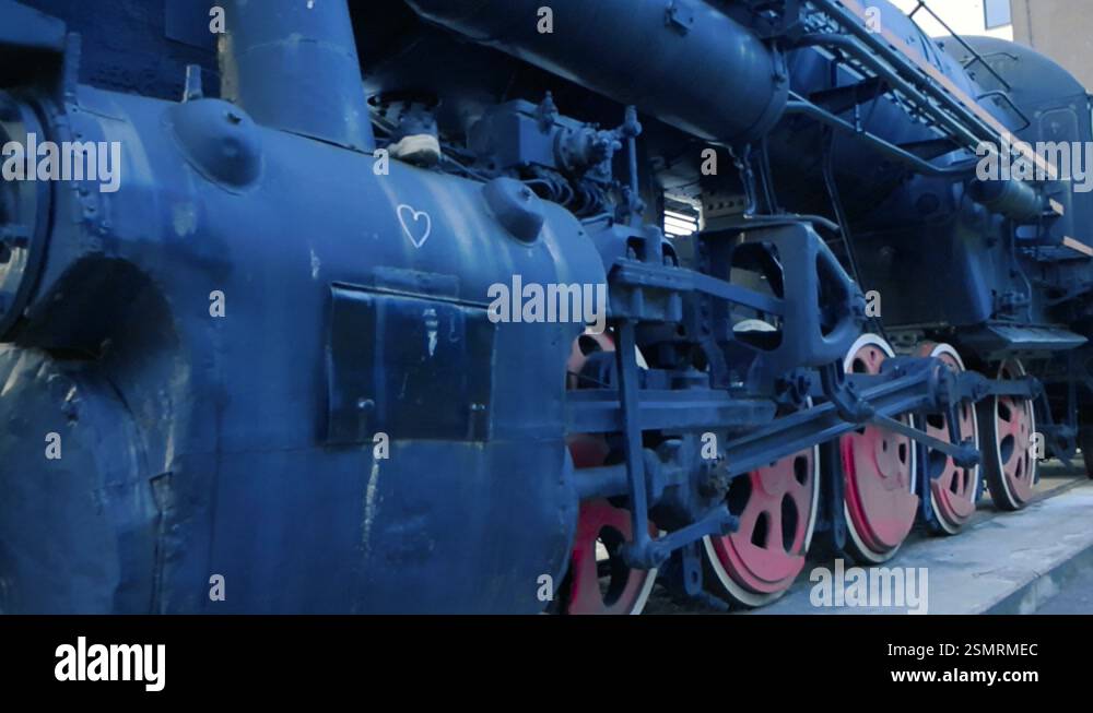 Footage shows an old black steam engine train that has been put on ...