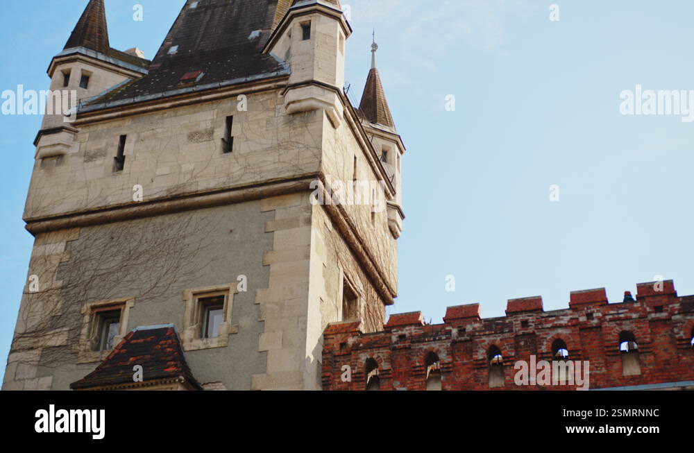 Tower Of Vajdahunyad Castle In Budapest Hungary Stock Video Footage