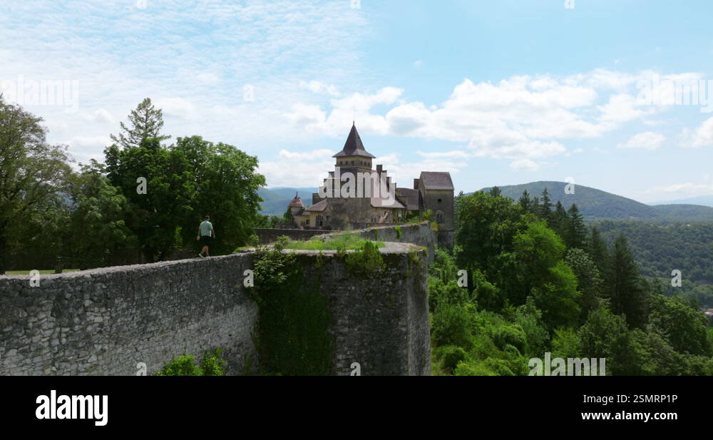 Tourists Visiting The Ostrozac Castle Near Cazin Town In Bosnia and ...
