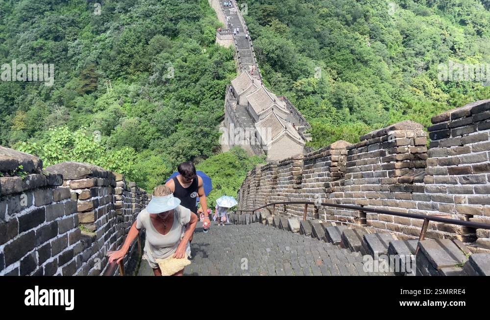 Beijing, Curaçao - 08/20/2024: Tourists climbing Great Wall of China on ...