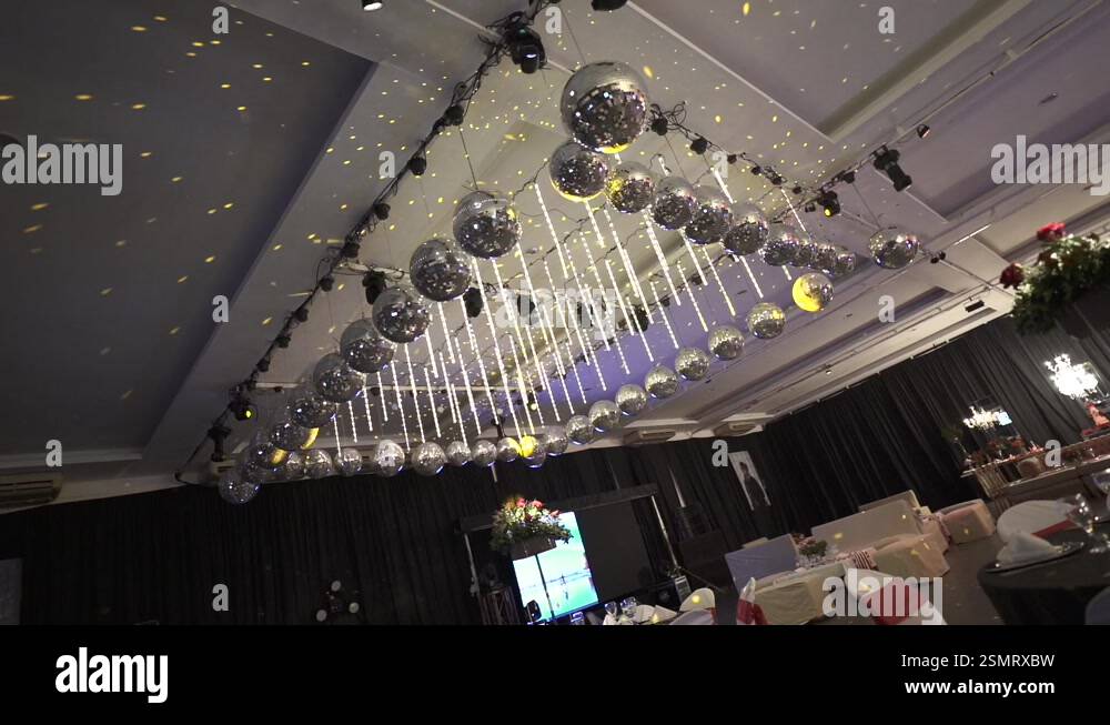 Twisted motion general shot of ball dancing room ceiling and floor at ...