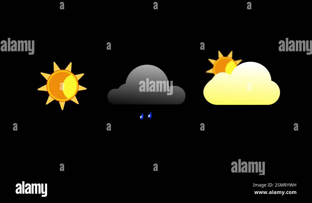 Dynamic Weather Icon Set Animation on Black Background – 4K Visuals ...