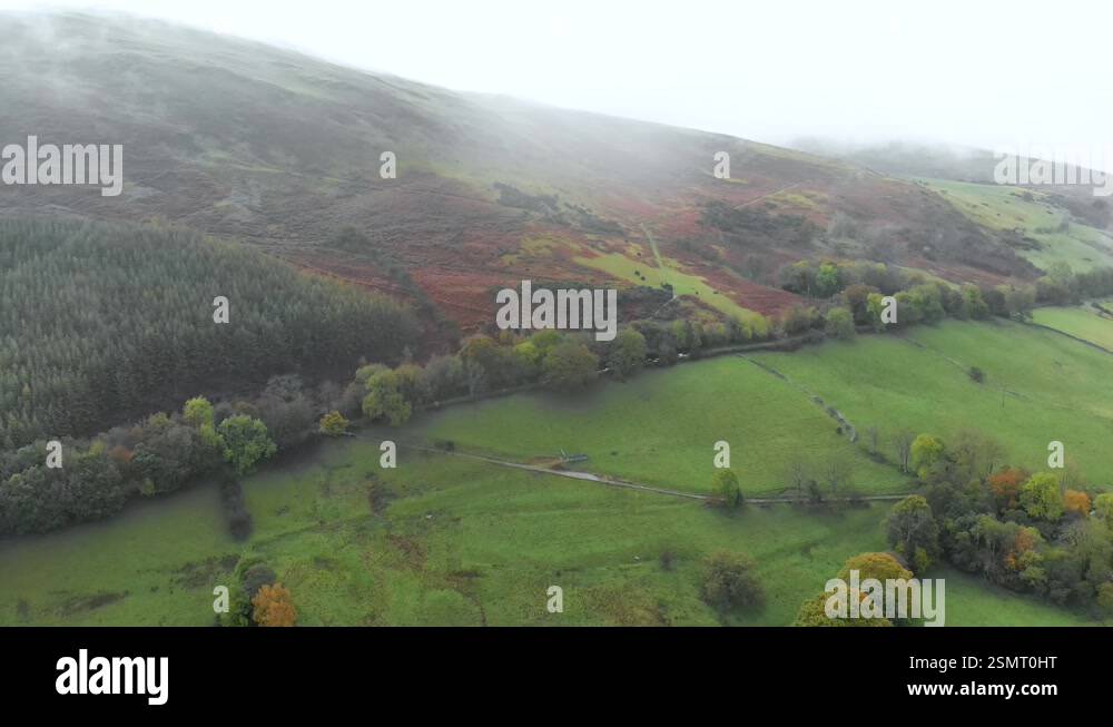 Aerial foggy view of the Lake District, Cumbria, North West England. UK ...