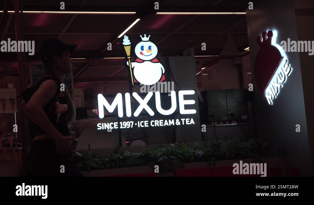 MIXUE drinks, Chinese food company in Bangkok, Thailand Stock Video ...