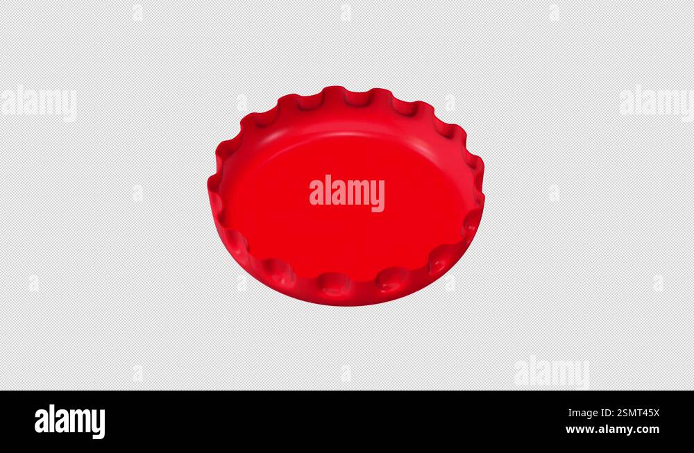 3D Red Bottle Cap Rotating on a Transparent Background. Seamless Loop ...