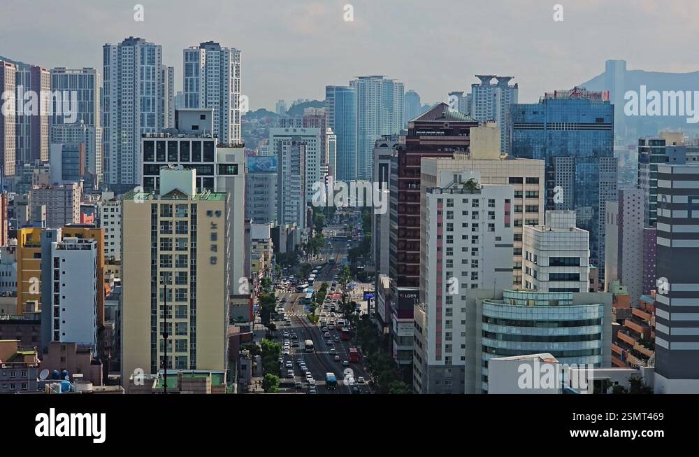 Busan, South Korea - 06/16/2024: Overview of the Busan city skyline ...