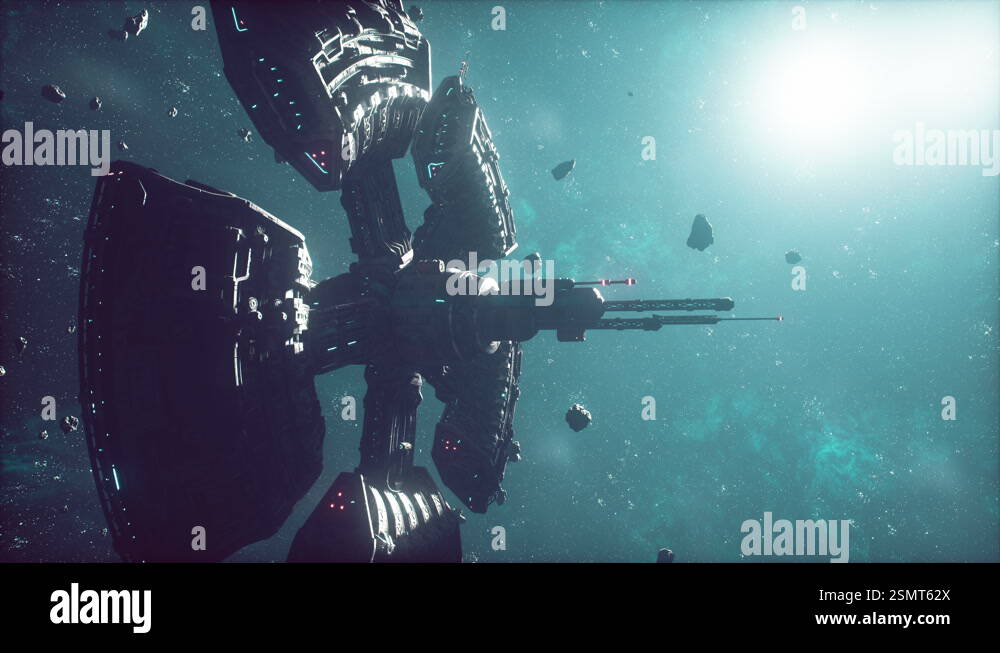 high-tech space station explores a cosmic cloud of interstellar dust and gas Stock Video Footage ...