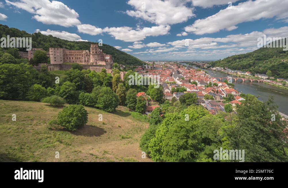 Heidelberg Germany time lapse at Neckar River Alte Old Bridge and ...