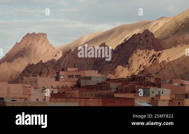 Traditional Moroccan village nestled amidst the Atlas Mountains. This ...