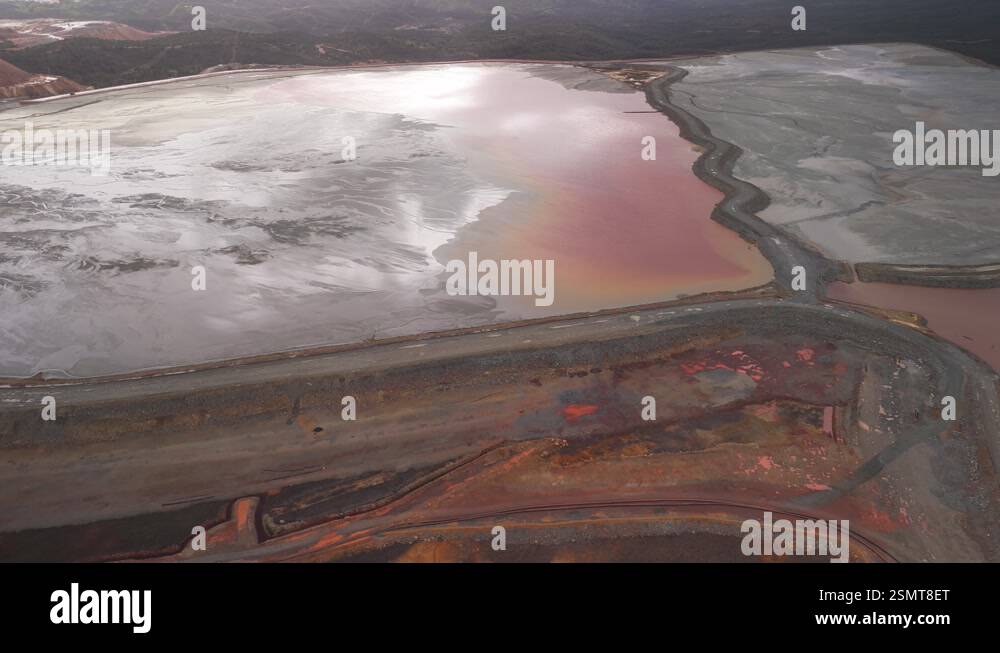 Aerial view of colorful copper mine patterns, Spain Stock Video Footage ...