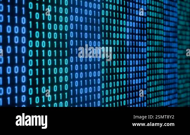 Computer virus warning sign, binary code with red signal, cyber crime. Damaged, malfunction ...