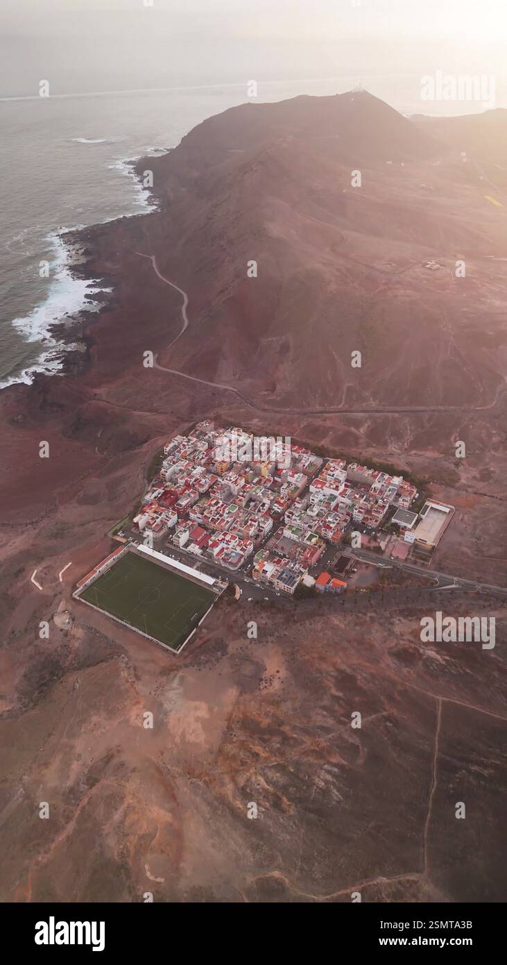 Aerial view of las coloradas stadium and mountains, Spain Stock Video ...