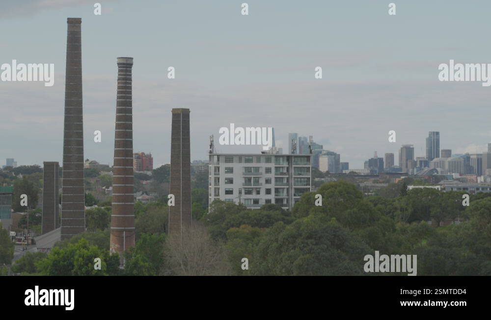 Brickwork chimneys in St Peters, Innerwest Sydney Australia Stock Video ...