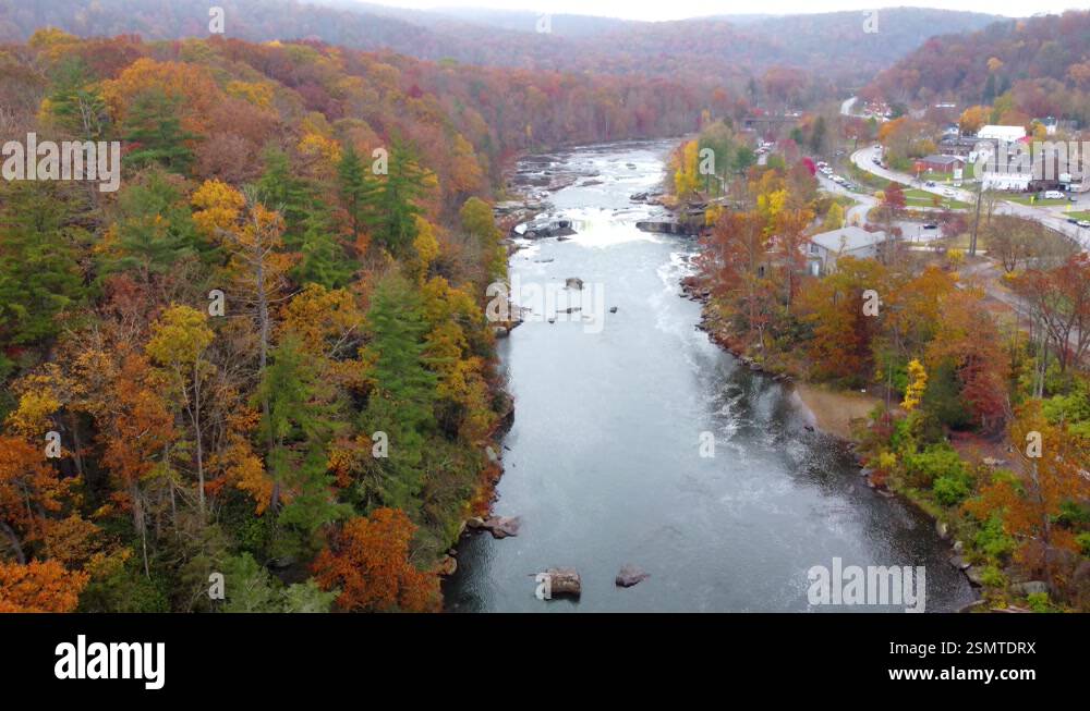 Aerial view of Ohiopyle Falls in the Fall. Ohiopyle State Park in Stock ...