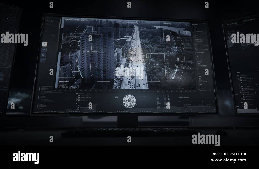 High Tech Spy Analysis Network Interface Secretly Observing Vehicles On ...