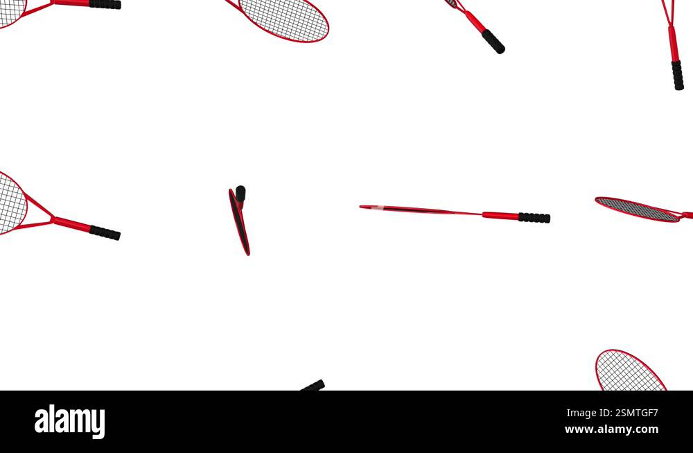 Tennis Rackets Falling on a White Background. 3D Tennis Rackets ...
