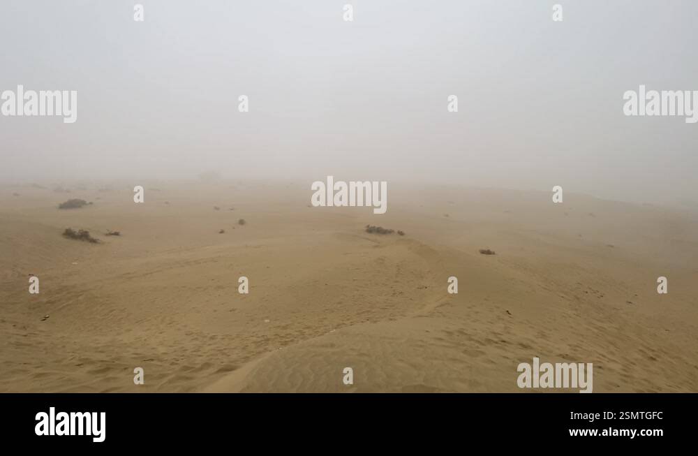 smog in desert area of jaisalmer on a foggy winter day Stock Video ...
