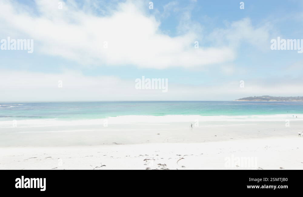 Pacific Grove coastline with beautiful trees and white beaches ...
