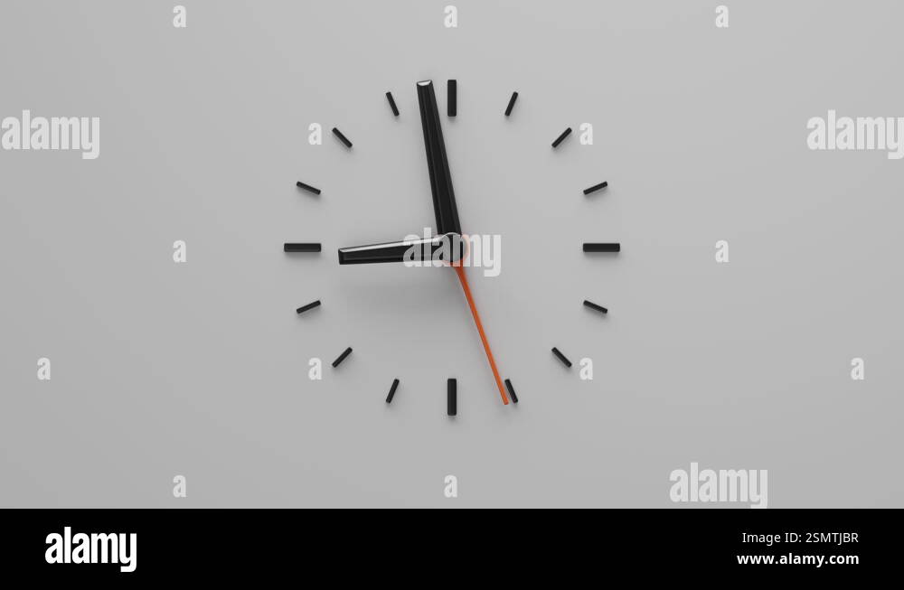 Modern 3D Analog White Wall Clock Time Running Loop Stock Video Footage ...