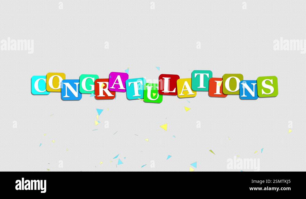 CONGRATULATIONS TEXT ANIMATION SQUARE COLORFUL Stock Video Footage - Alamy