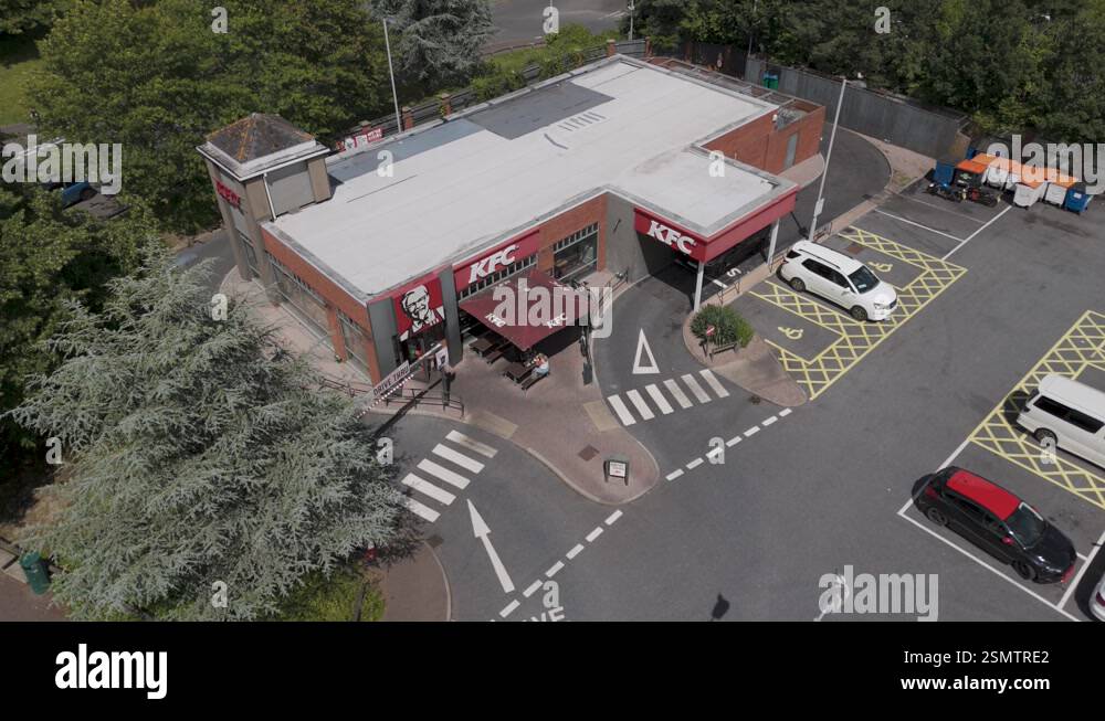 Exeter, United Kingdom (UK) - 07/17/2024: Aerial orbital view of KFC ...