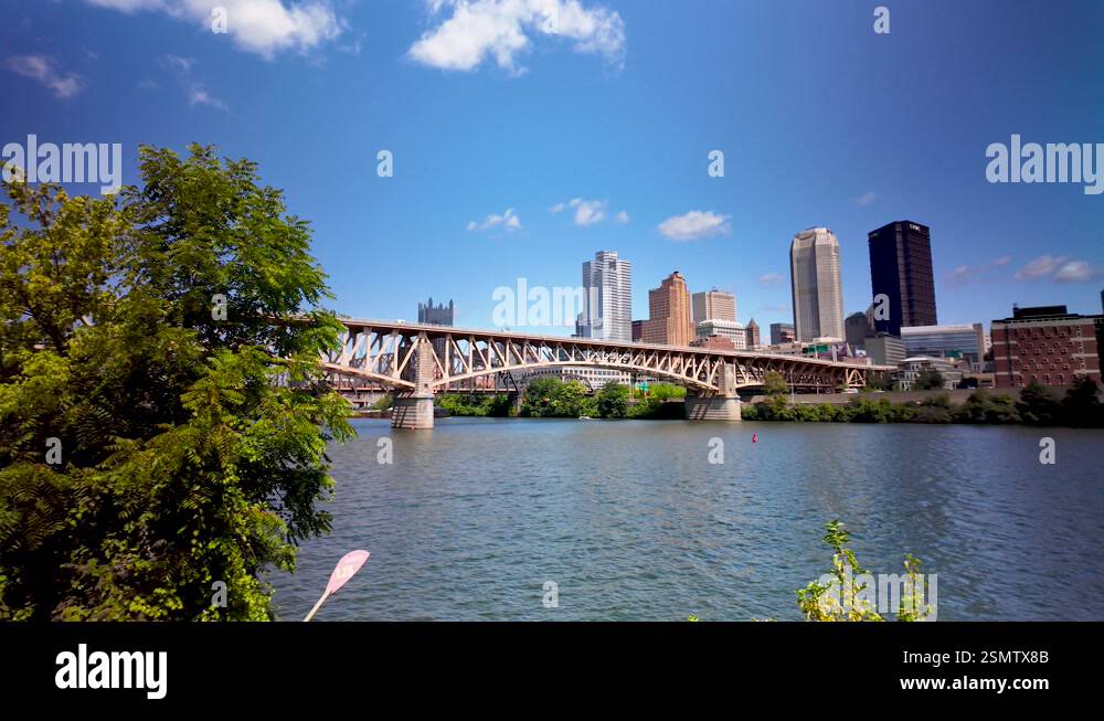 Pittsburgh city skyline. Located at the confluence of the Allegheny ...
