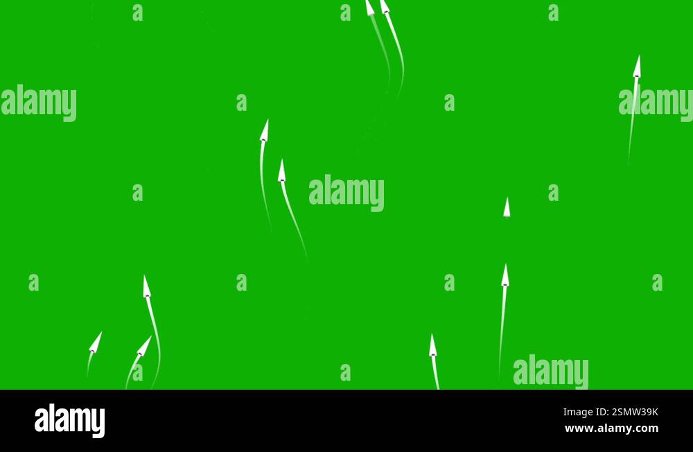 Rising white arrow streaks green screen motion graphics Stock Video Footage - Alamy