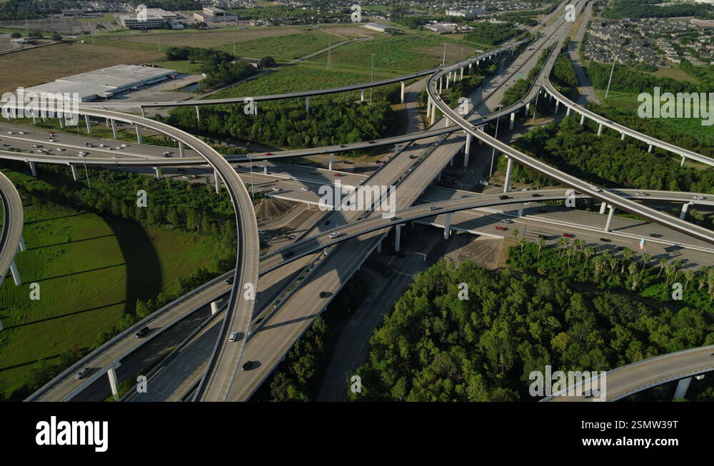 Aerial overview intersection between Interstate 45 and Beltway 8 in ...